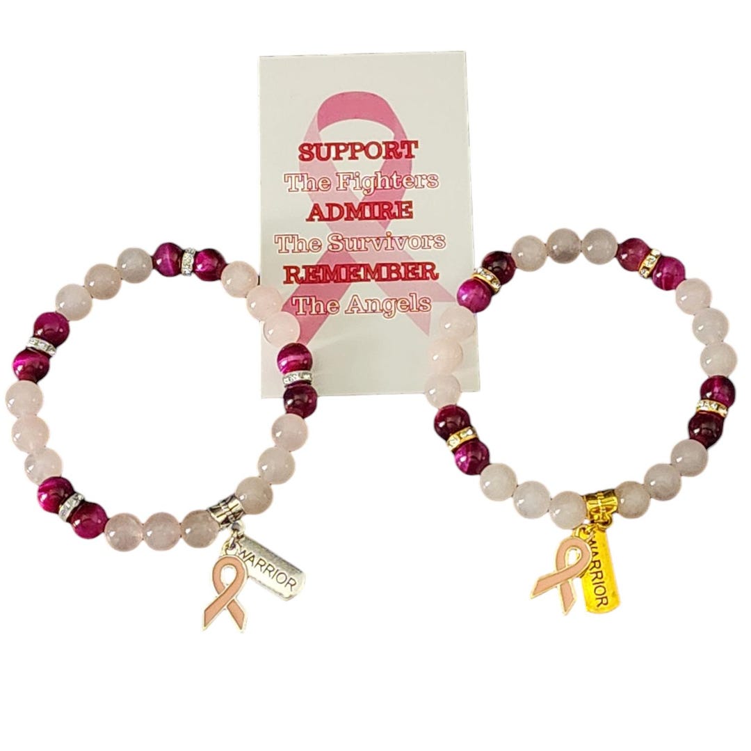 Breast Cancer Awareness Beaded Bracelet - Etsy