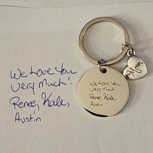 Mother's Day Keychain Personalized, Engraved, Handwriting Keychain - Etsy