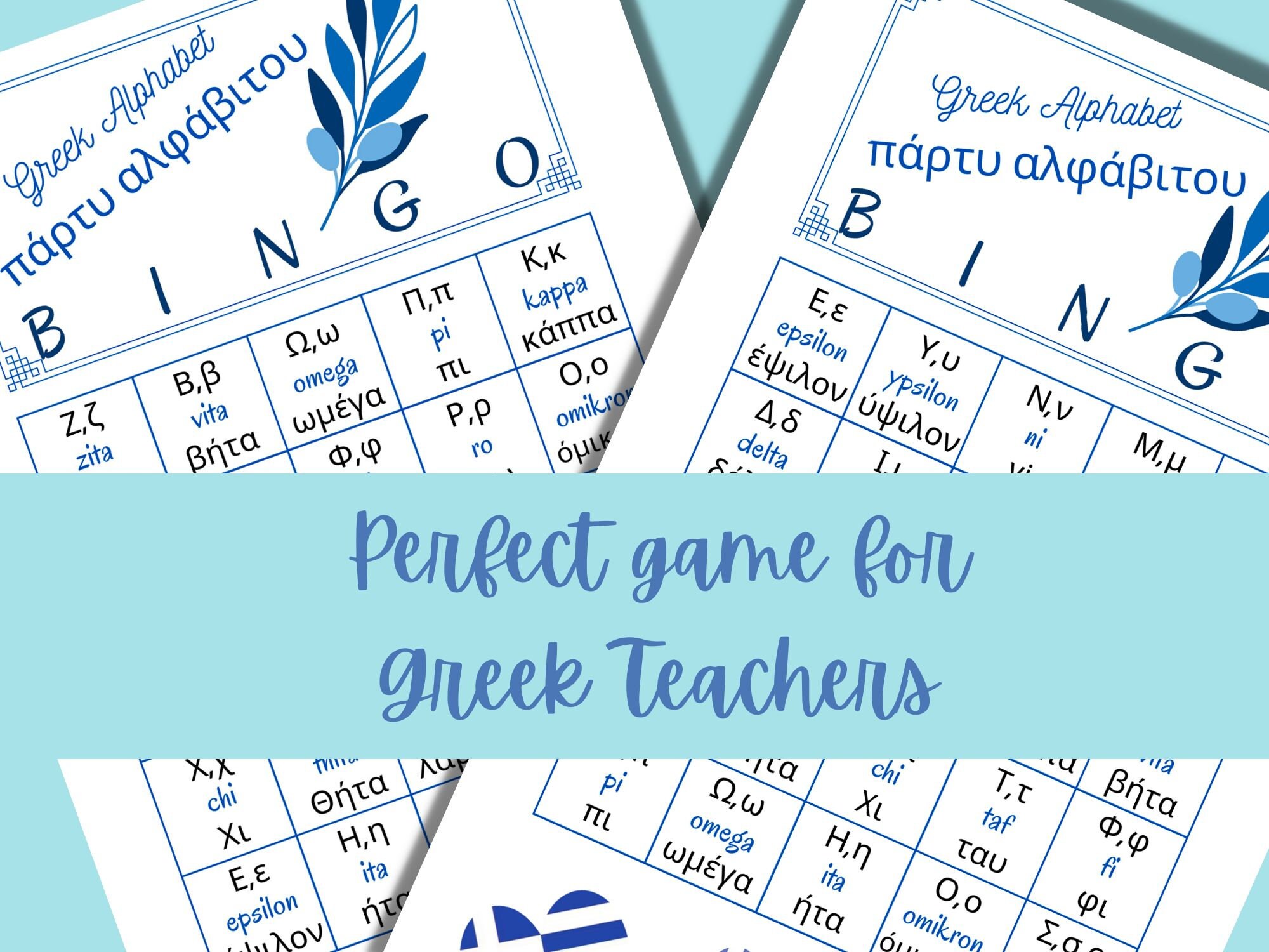 Greek Alphabet Game Greek Alphabet Bingo 30 Cards - Etsy UK