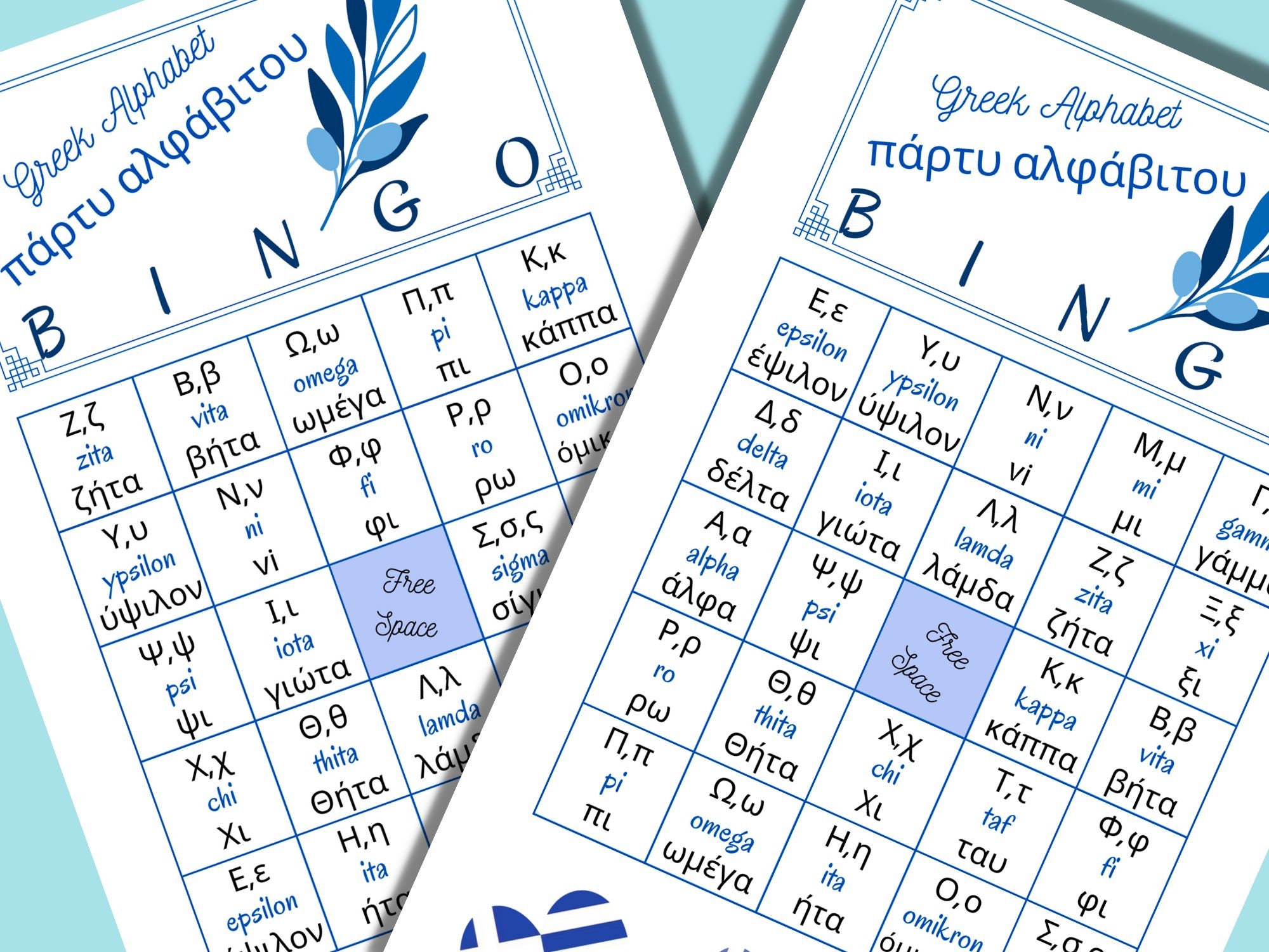 Greek Alphabet Game Greek Alphabet Bingo 30 Cards - Etsy UK