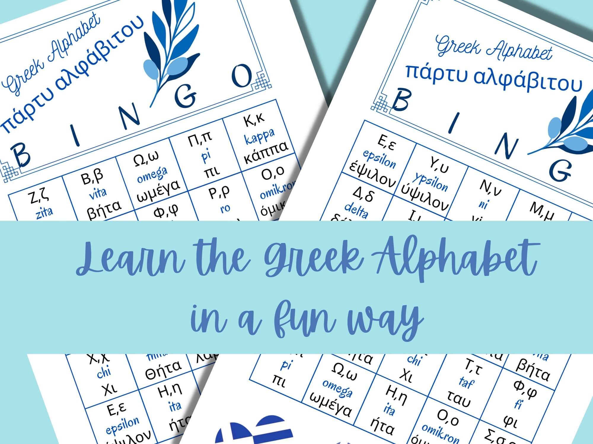 Greek Alphabet Game Greek Alphabet Bingo 30 Cards - Etsy UK