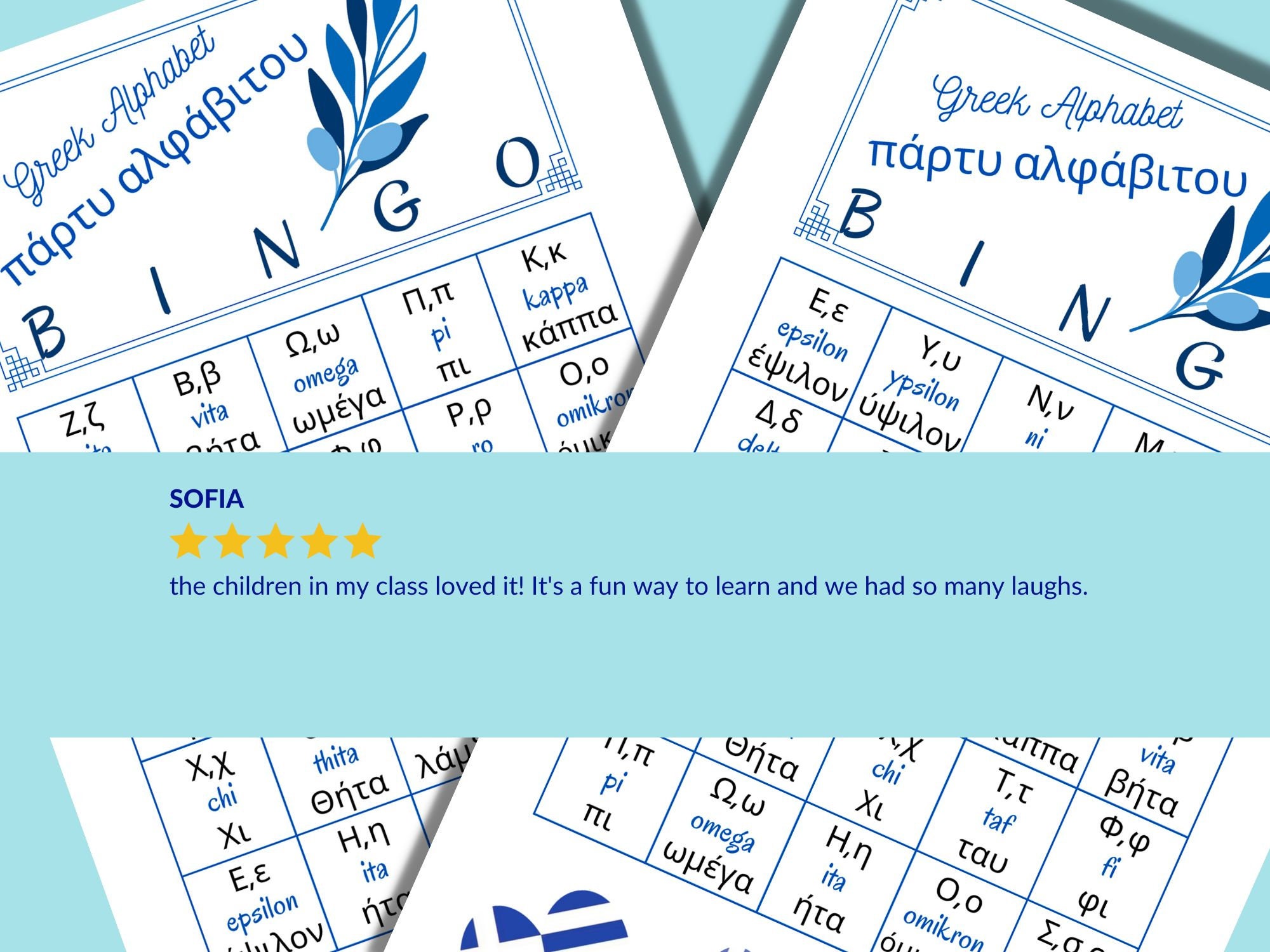 Greek Alphabet Game Greek Alphabet Bingo 30 Cards - Etsy UK