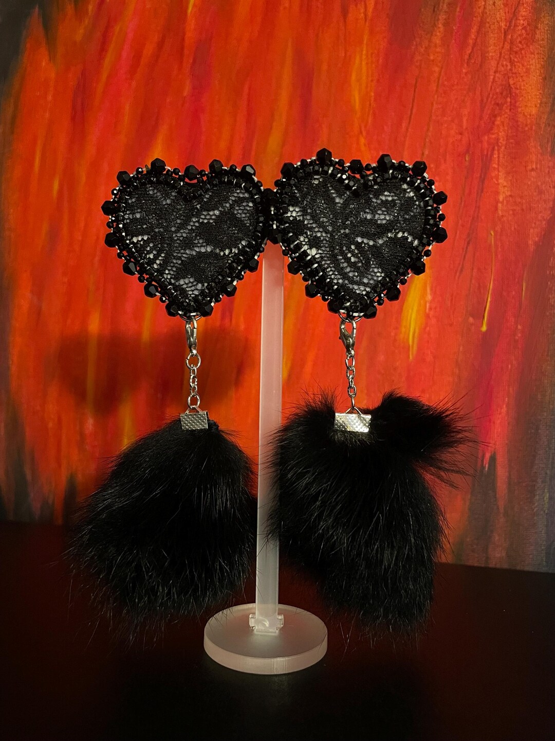 Alaska Native Made Boudoir Beaded Rabbit Fur Earrings - Etsy