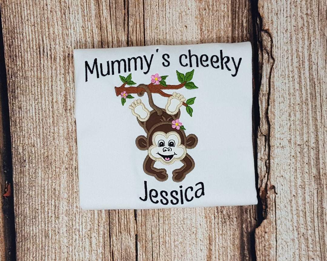 Childrens Personalised Cheeky Monkey T-shirt, Childs Monkey Shirt, Girl ...