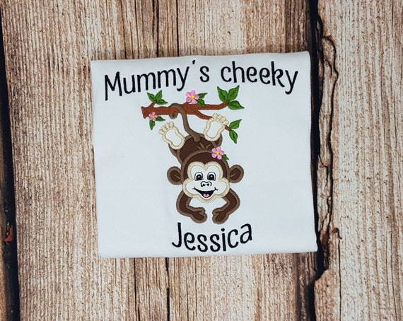 Childrens Personalised Cheeky Monkey T-shirt Childs Monkey - Etsy