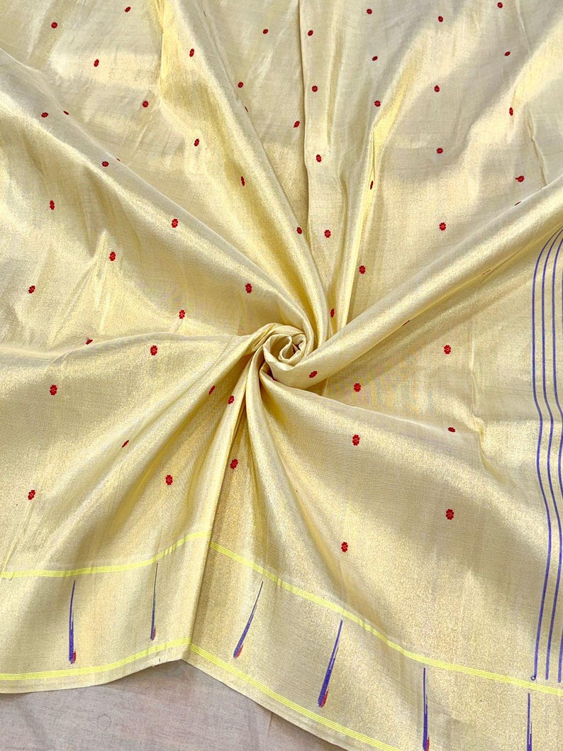 Pure Silk Handloom Paithani Saree | Yellow Triple Muniya Design ...