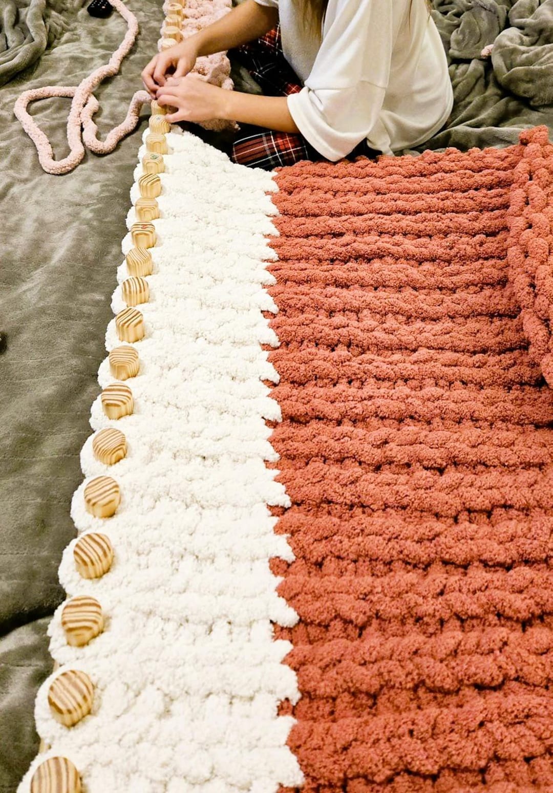 Chunky Knit Blanket Loom | Handmade Tool for Finger Knitting - Perfect ...