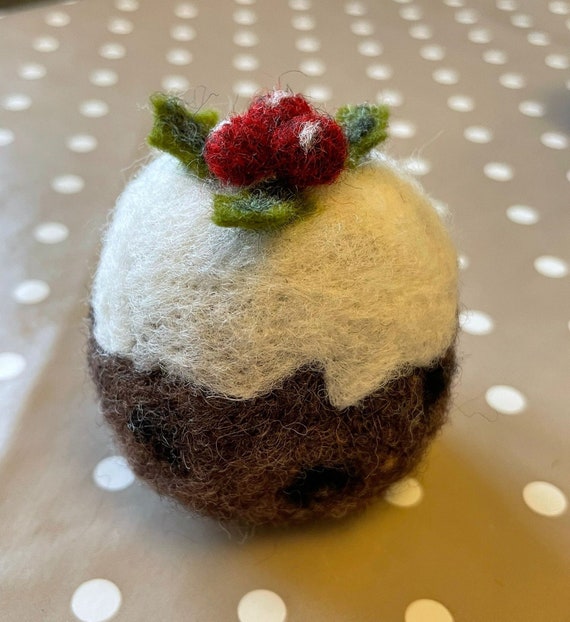 Needle Felt Christmas Pudding Decoration - Etsy UK