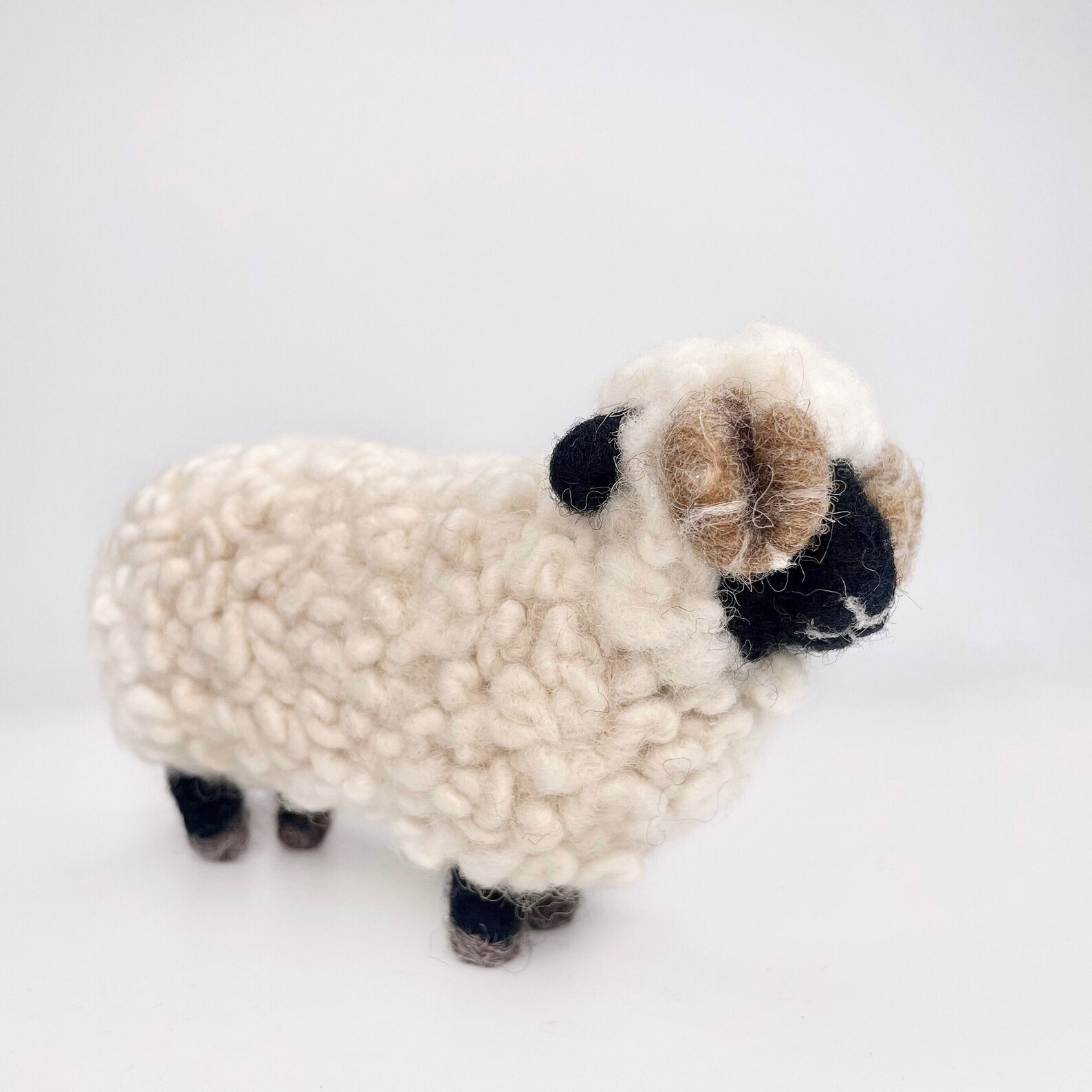 Needle Felted Wool Ram Sculpture | Handmade Wool Sheep Figurine ...