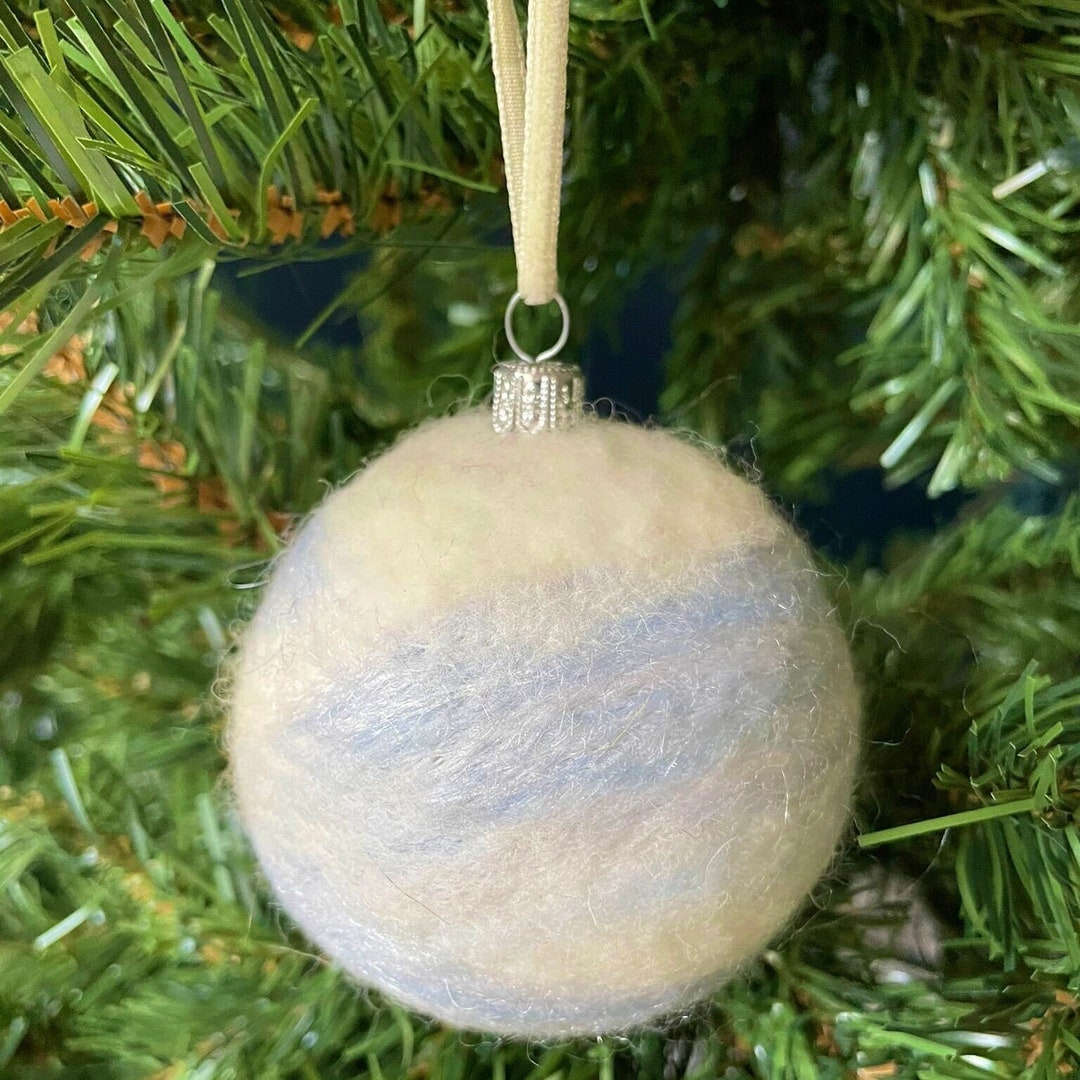Snow Swirl Needle Felted Christmas Ornament | Handmade Wool Felt Tree ...