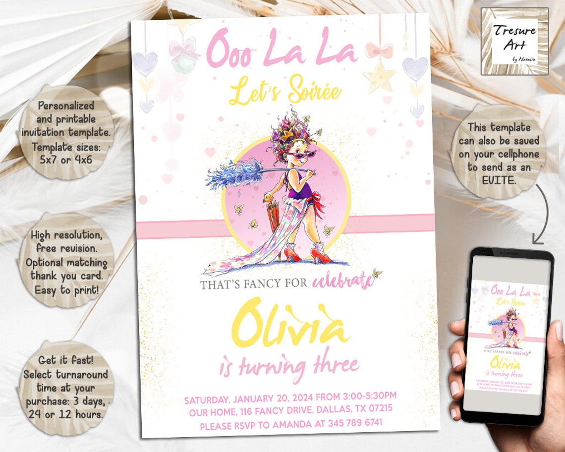 Fancy Nancy Birthday Invitation I Fancy Nancy Party Invite I - Etsy