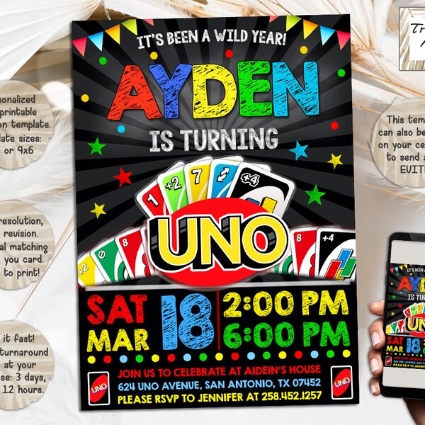 Uno Birthday Party - Etsy