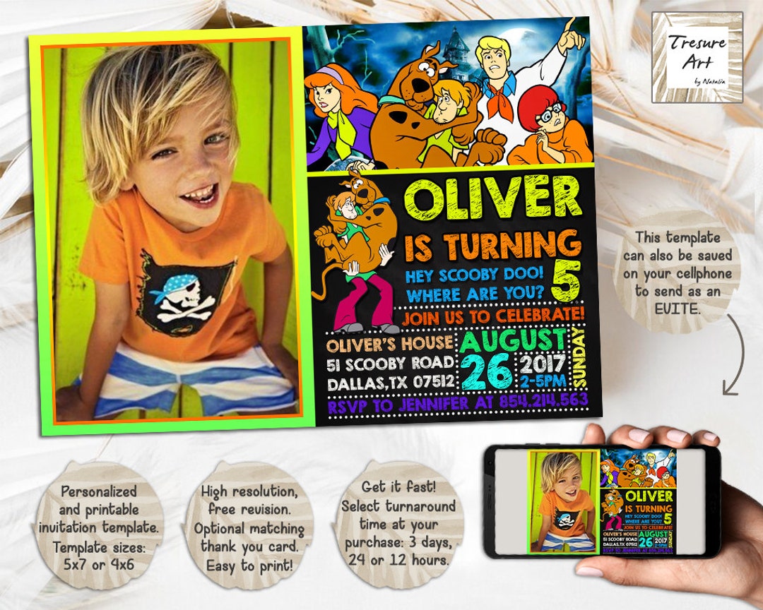 Scooby Doo Birthday Invitation I Birthday Party Photo Invite I Personalized And Digital Download