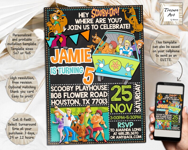 Scooby Doo Birthday Invitation I Scooby Doo Birthday Party Invite I ...