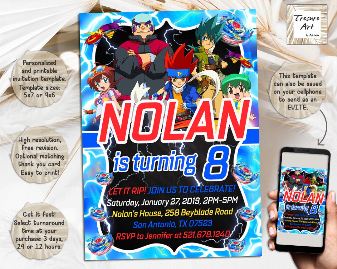 Beyblade Birthday Invitation I Beyblade Birthday Party Invite I ...