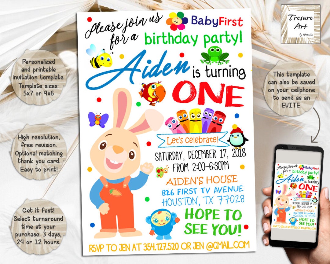 Baby First TV Birthday Invitation I Birthday Party Invite I ...
