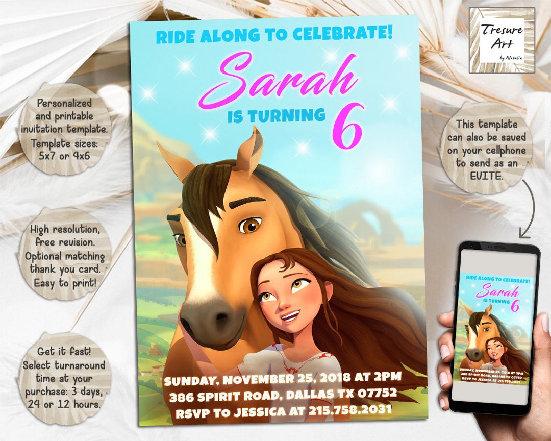 Spirit Riding Free Birthday Invitation I Birthday Party Invite I ...