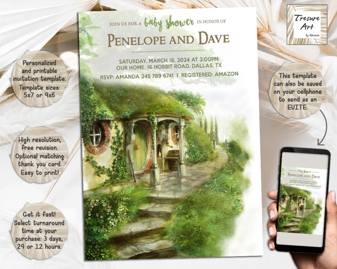 The Hobbit Baby Shower Invitation I LOTR Baby Shower Invite I Nerdy ...