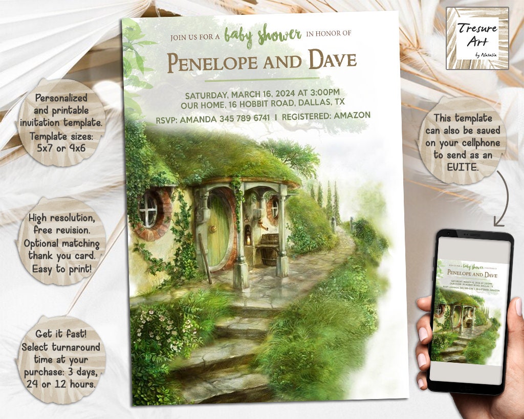 The Hobbit Baby Shower Invitation I LOTR Baby Shower Invite I - Etsy