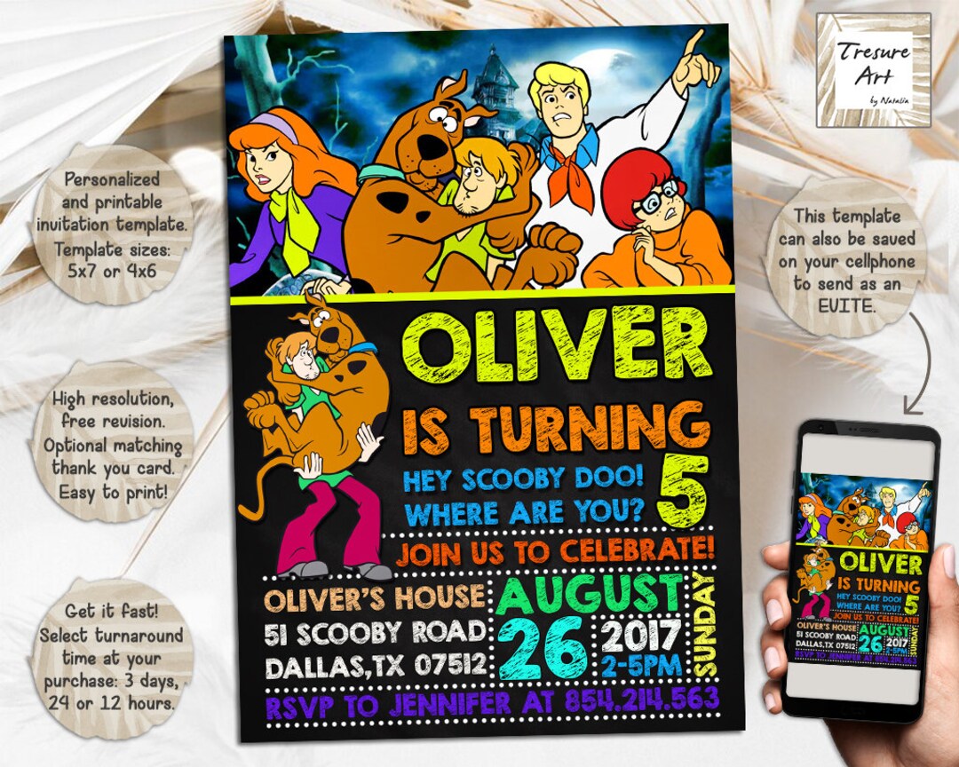Scooby Doo Birthday Invitation I Scooby Doo Birthday Party Invite I ...