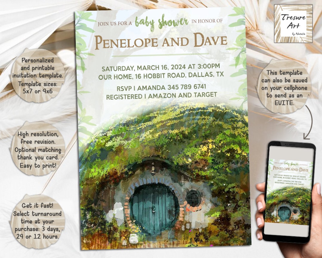 The Hobbit Baby Shower Invitation I LOTR Baby Shower Invite I Nerdy ...