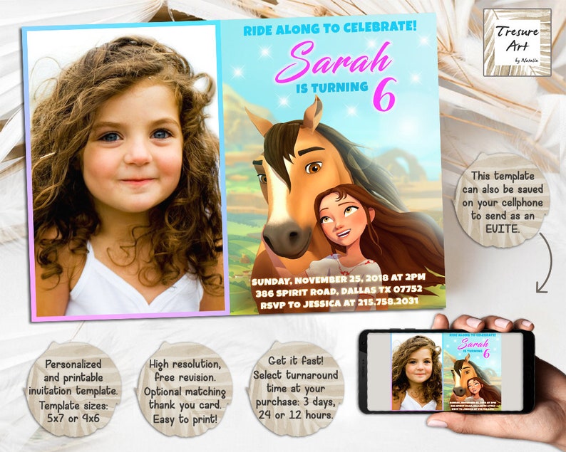 Spirit Riding Free Birthday Invitation I Birthday Photo Invite - Etsy