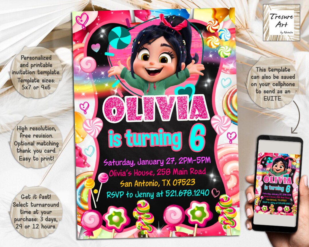 Vanellope Birthday Invitation I Wreck It Ralph Party Invite I ...