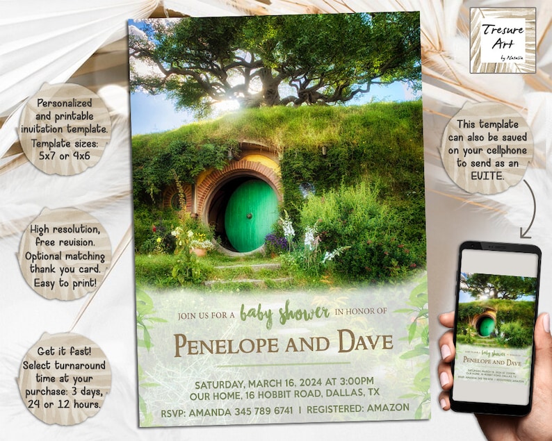 The Hobbit Baby Shower Invitation I LOTR Baby Shower Invite I Nerdy ...