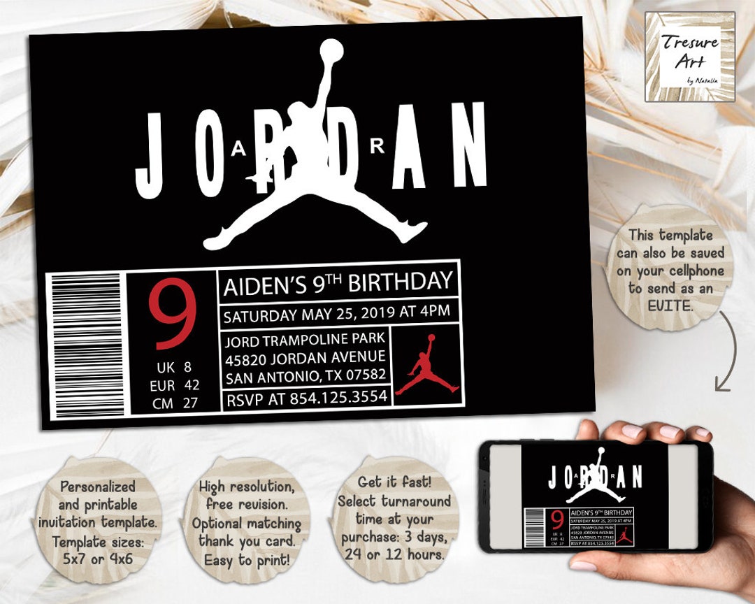 Jordan Birthday Invitation I Sneaker Birthday Party Invite I Sneaker ...