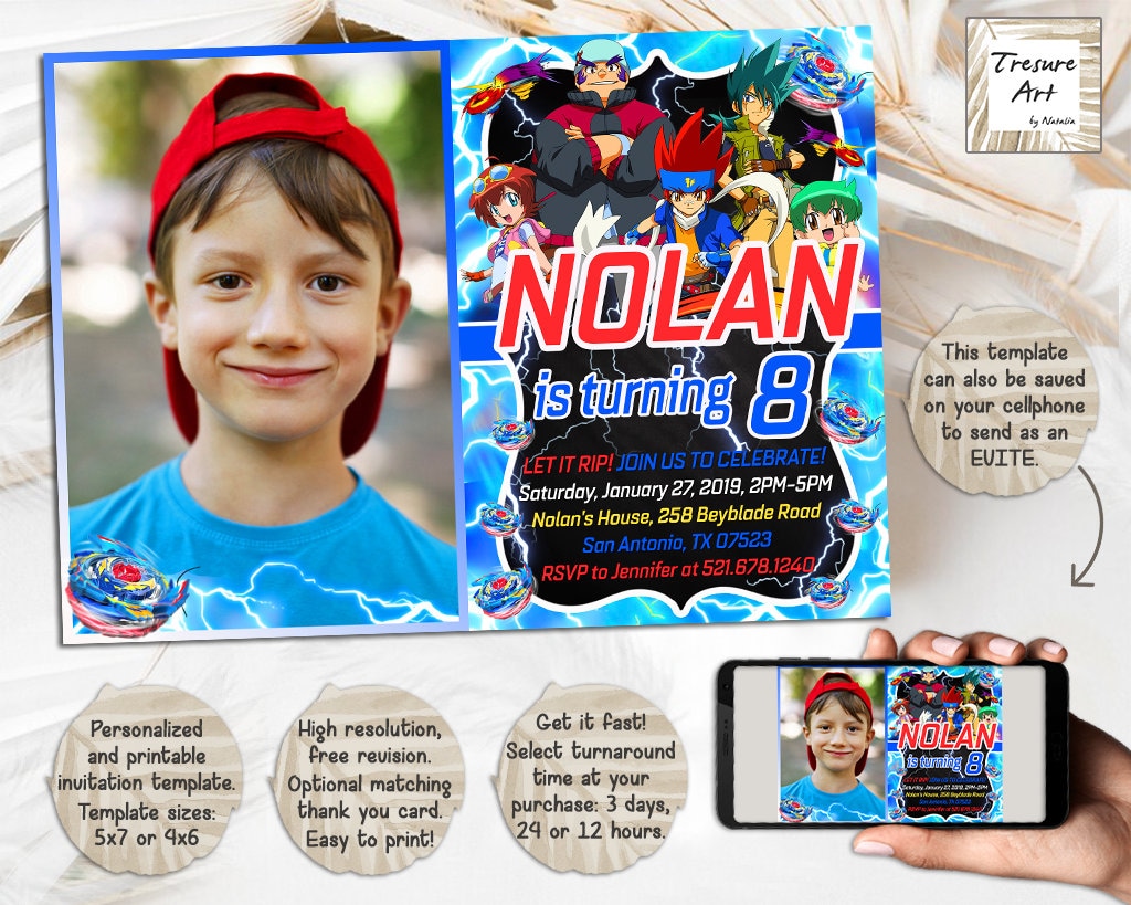 Beyblade Birthday Invitation I Beyblade Birthday Photo Invite I ...