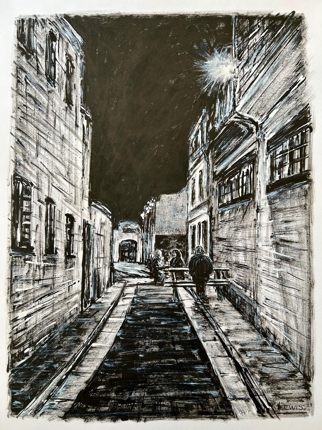 Original Ink Drawing - A Side Street Pub (black) - Etsy