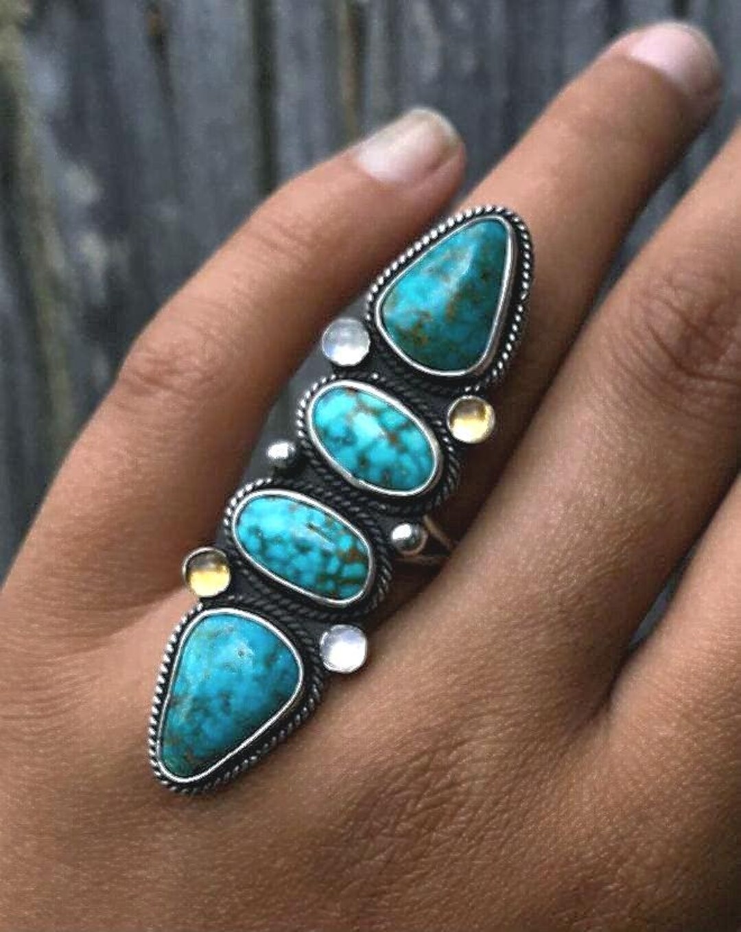 Turquoise Silver Ring - Handmade Gemstone Jewelry for Women - Unique ...