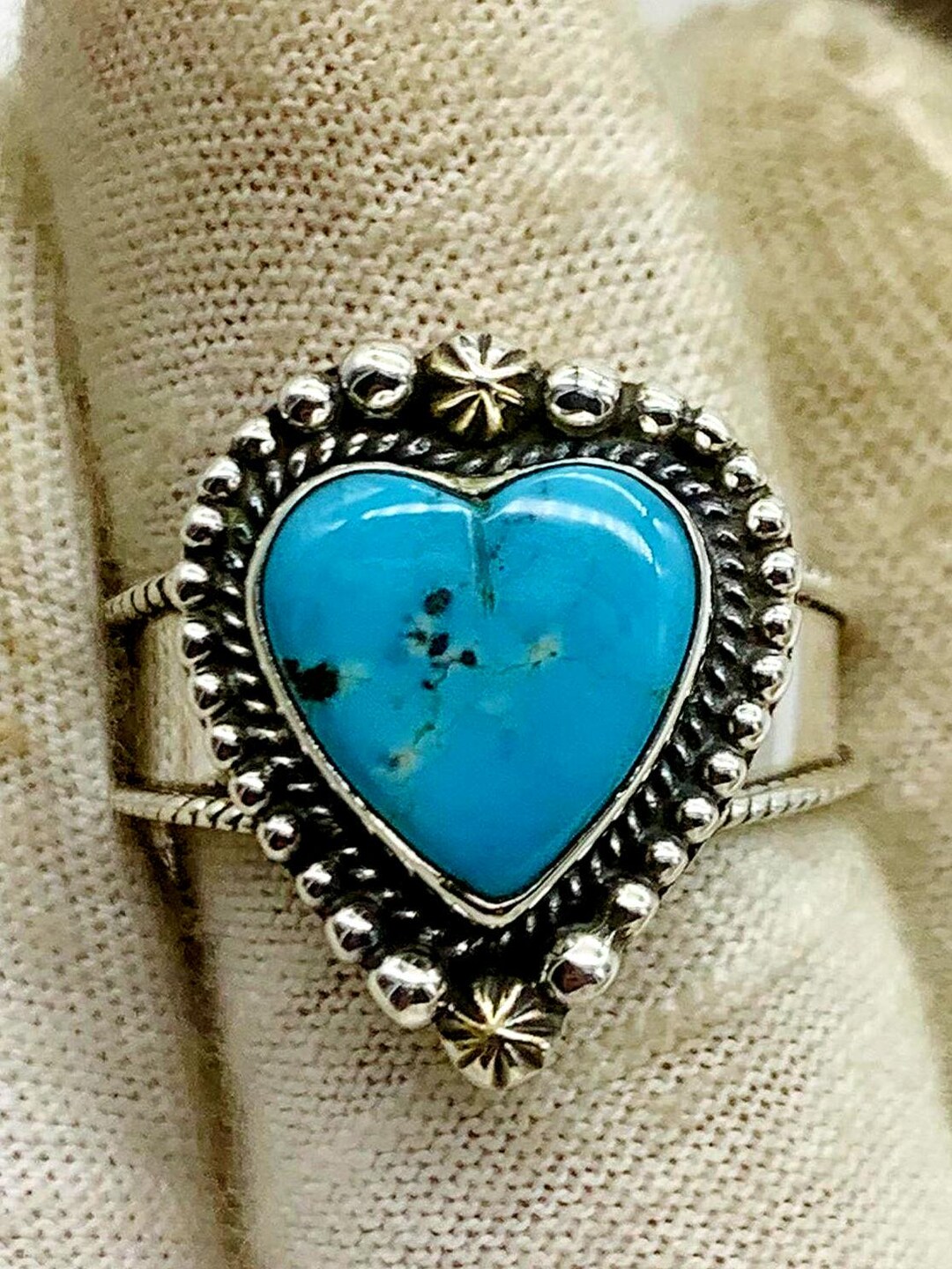 Handmade Heart Shape Turquoise Ring in 925 Silver Boho Gemstone Jewelry ...