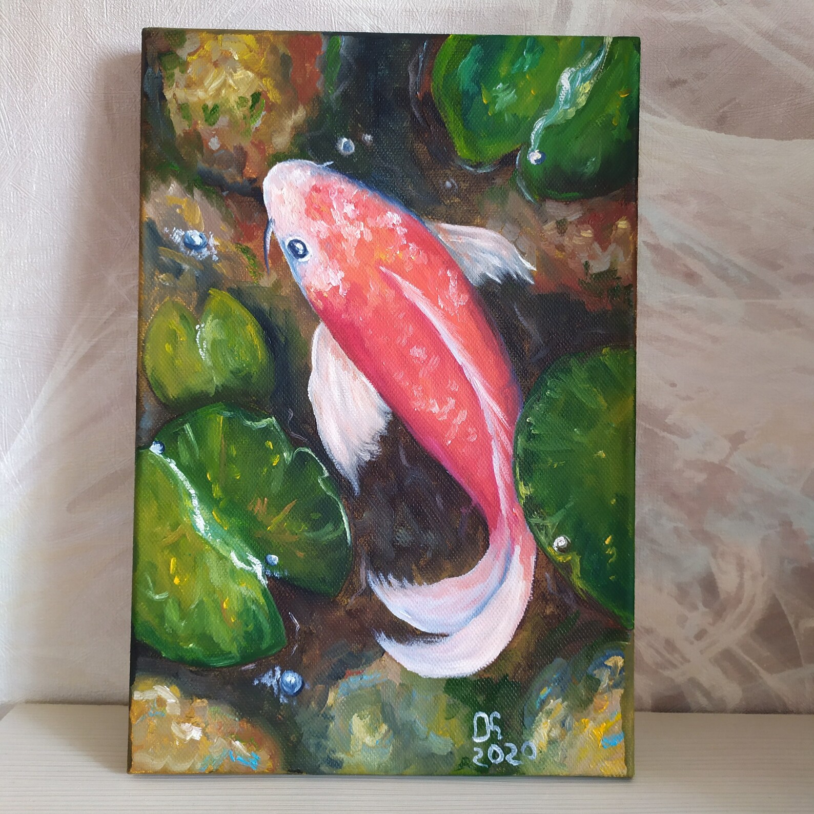 Koi Fish original oil painting on Canvas Goldfish Koi Feng | Etsy
