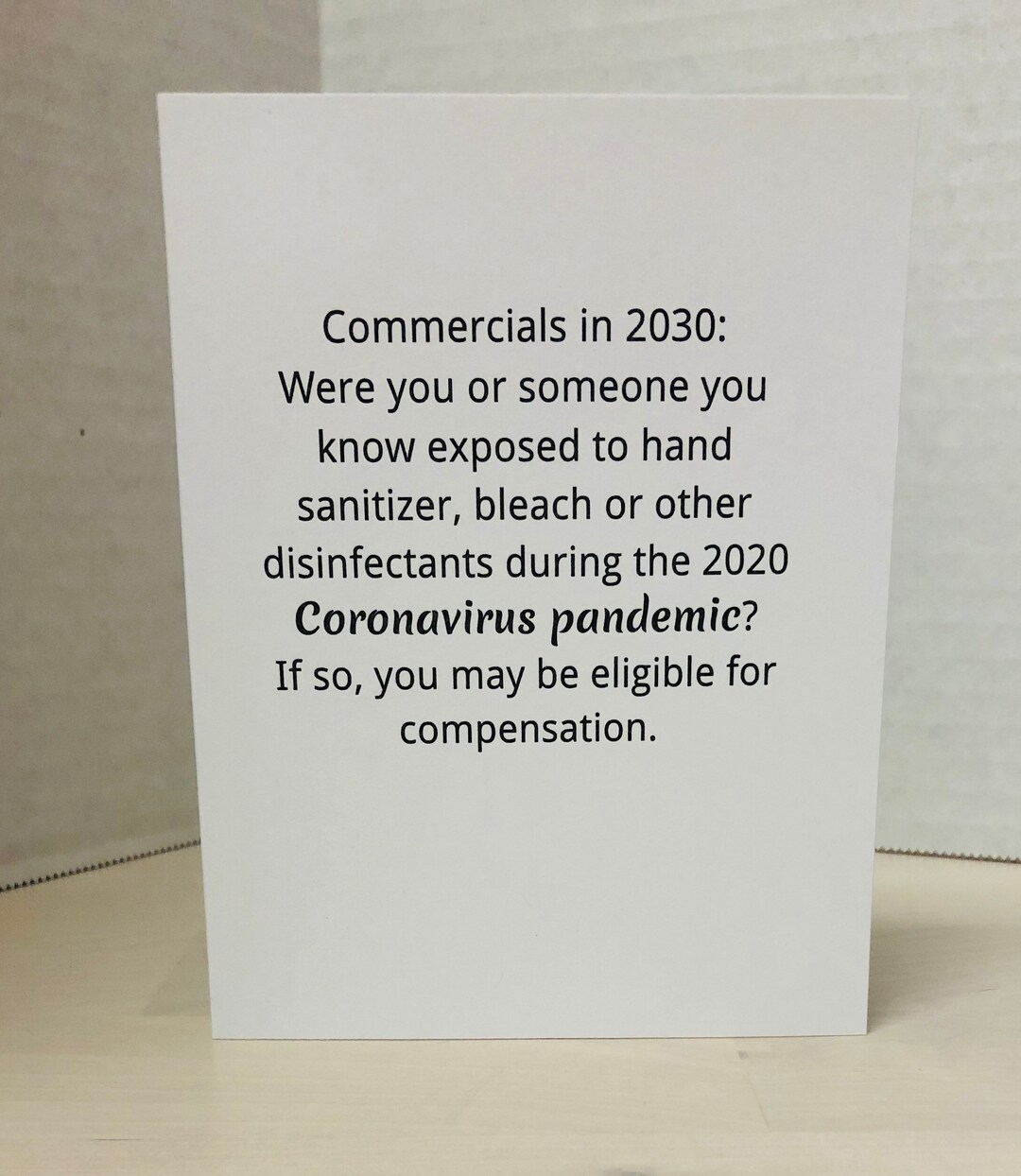 Funny Quarantine Card, 2020 Humor, Funny 2020 Card, Future Commercials ...