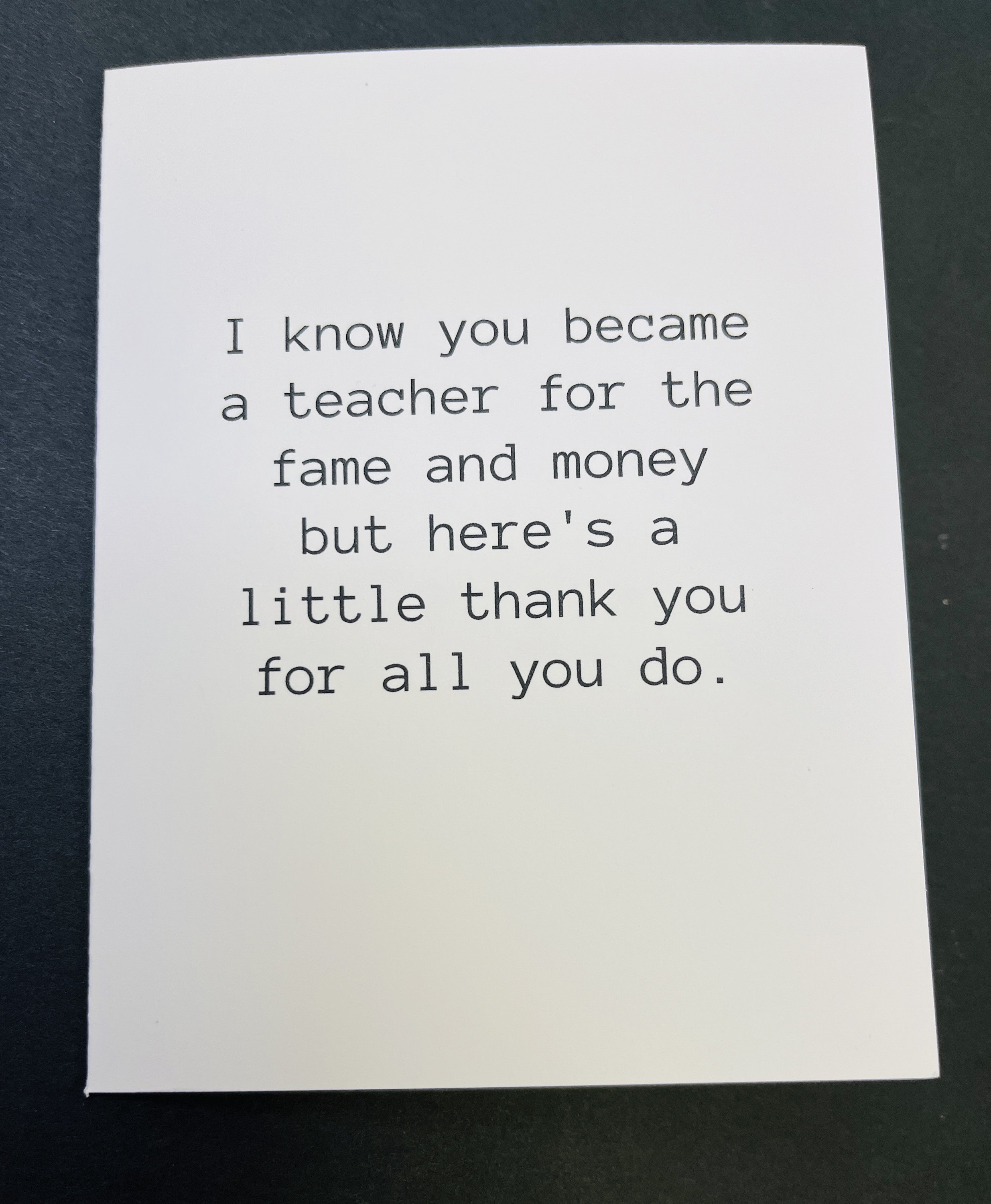 Teacher Appreciation / Funny Teacher Card / Teacher Gift / Teacher ...