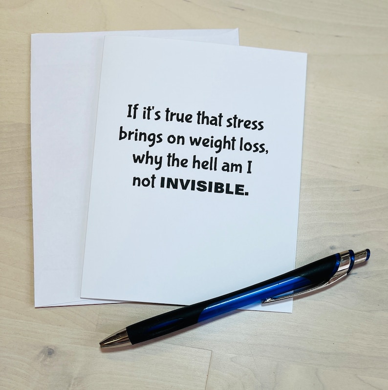 Funny Stress Weight Loss Card, Sassy Friendship Card - Etsy