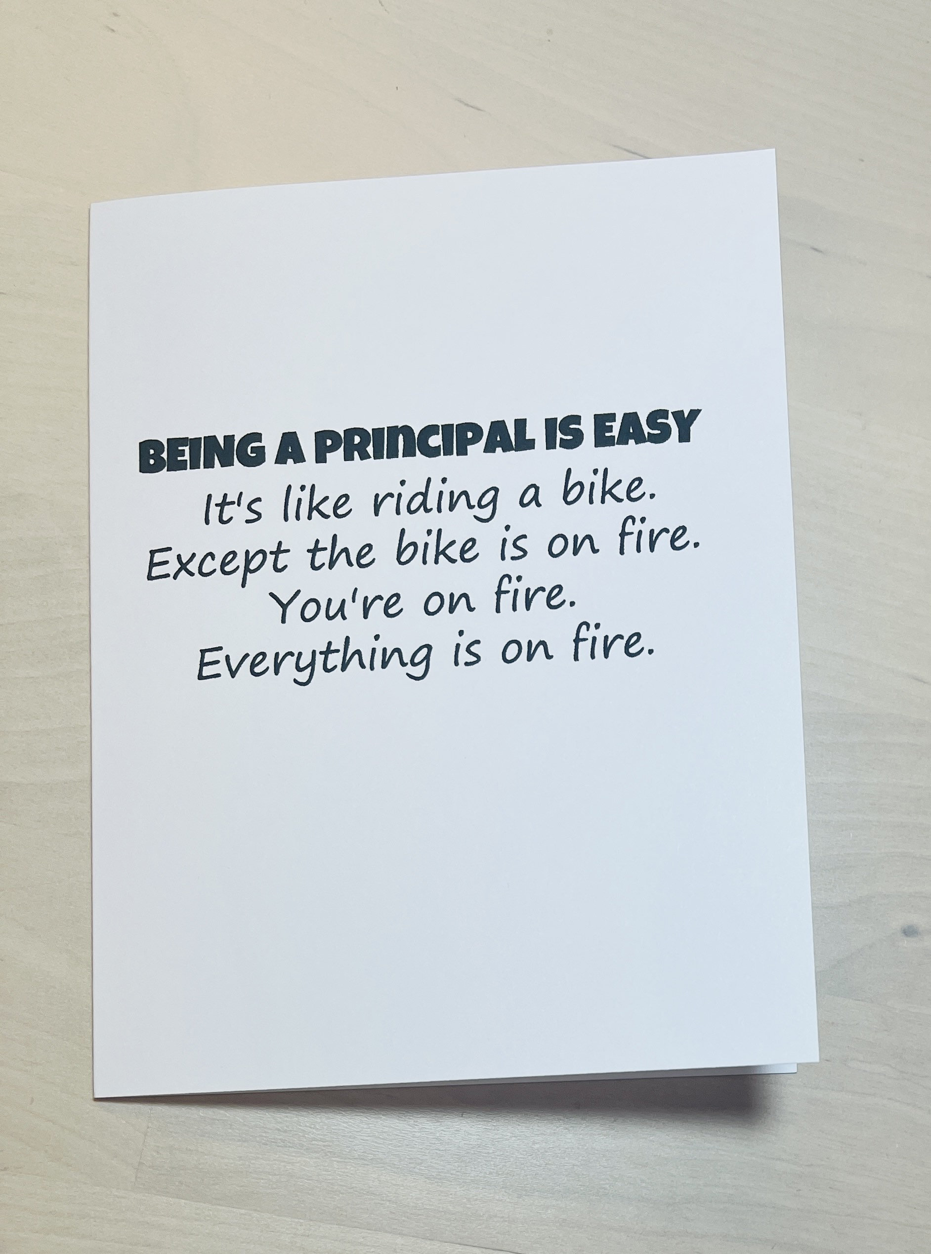 Funny Principal Card, Being A Principal is Like Riding A Bike ...