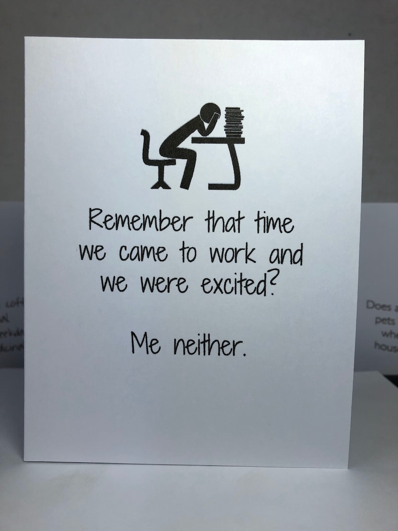 Funny Work Card, Funny Coworker Card, Not Excited to Work Card, Sassy ...