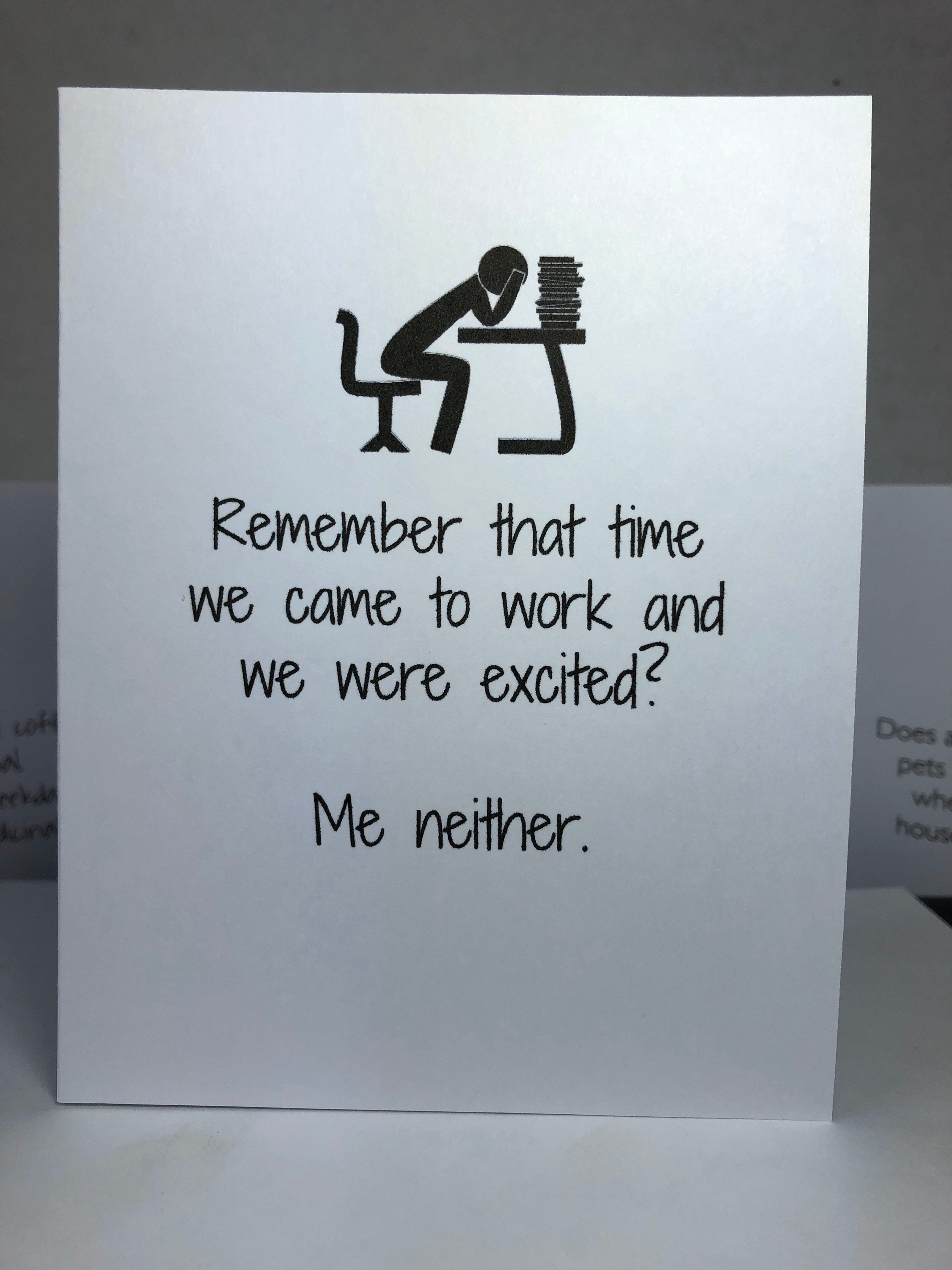 Funny Work Card, Funny Coworker Card, Not Excited to Work Card, Sassy ...