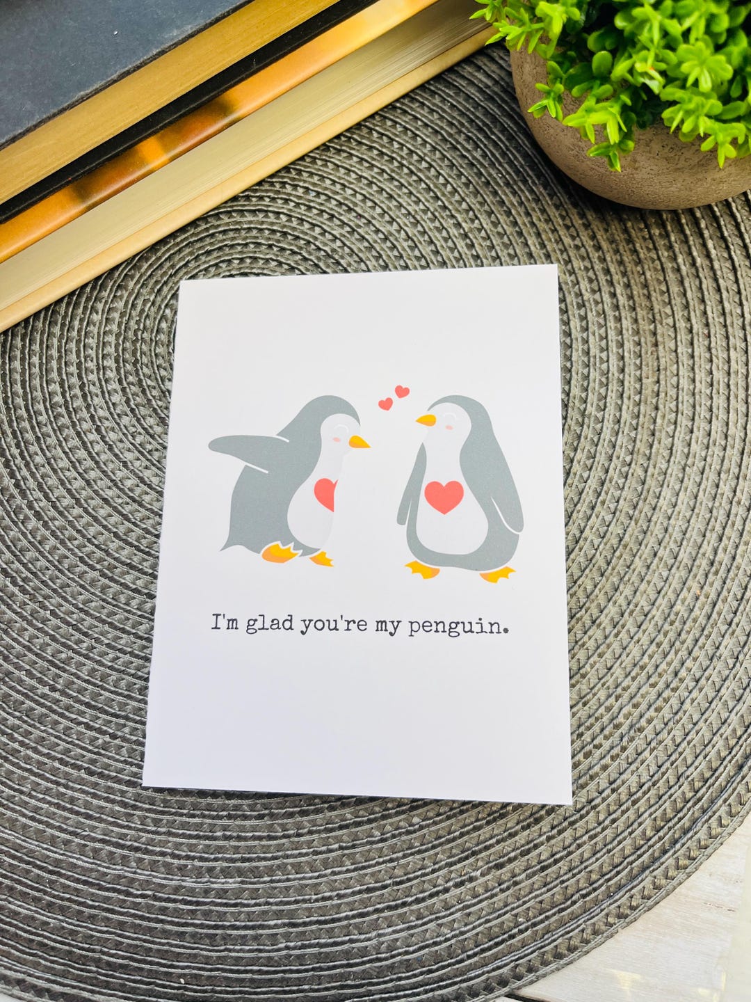 Penguin Love Card, Funny Valentine Card, Anniversary Card, I'm Glad You ...