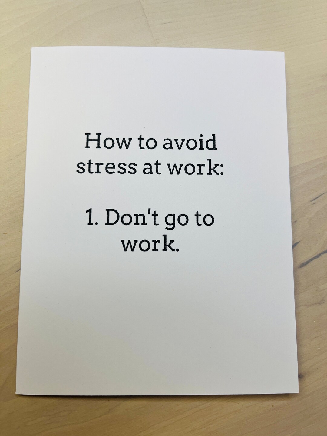 Funny Work Card, Funny Coworker Card, How to Avoid Stress at Work, Don ...