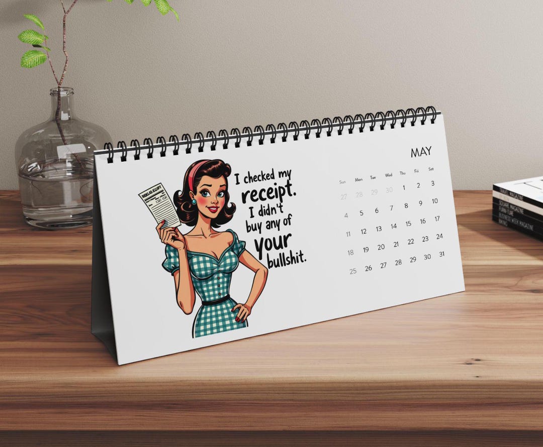 Desk Calendar, Funny Sarcastic Retro Women 2025 Calendar for Office ...