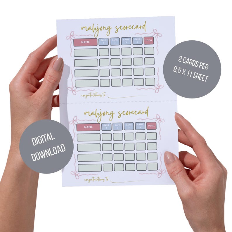 Mahjong Scorecard: Printable (digital Download) - Etsy