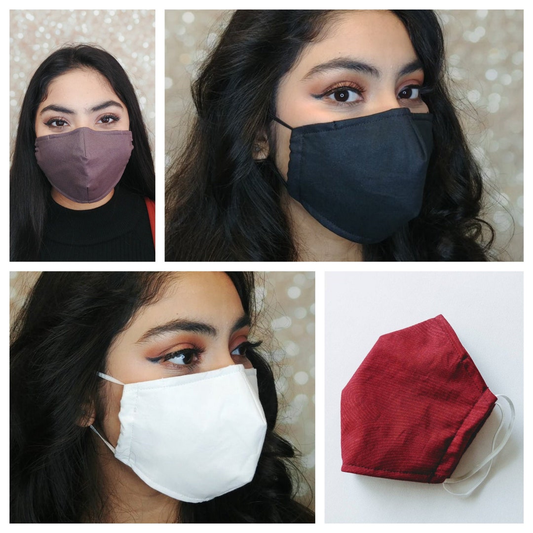 Face Mask in Solid Colors, Black Face Mask With Filter Pocket, Fitted ...