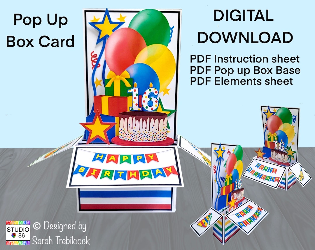 PDF Instant Download to Print & Make a Pop up Birthday Box Concept Card ...