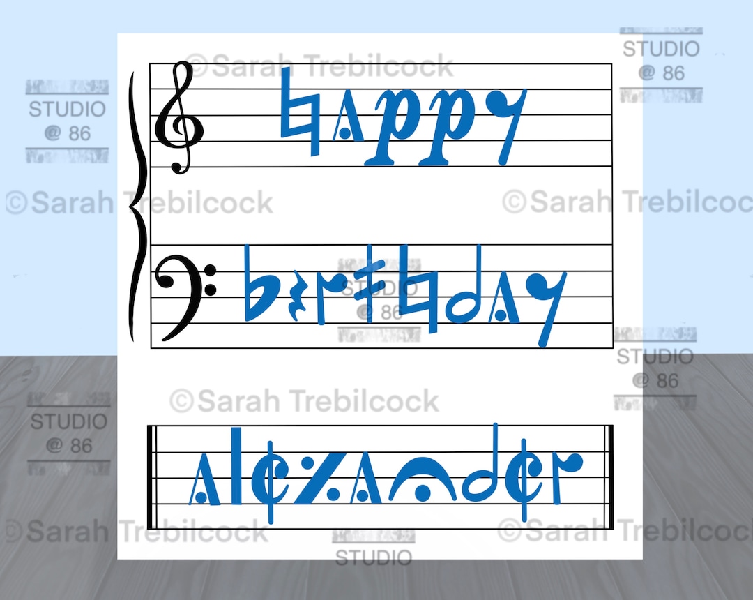Personalised Music Notes & Symbols Font Design Birthday Card With a ...