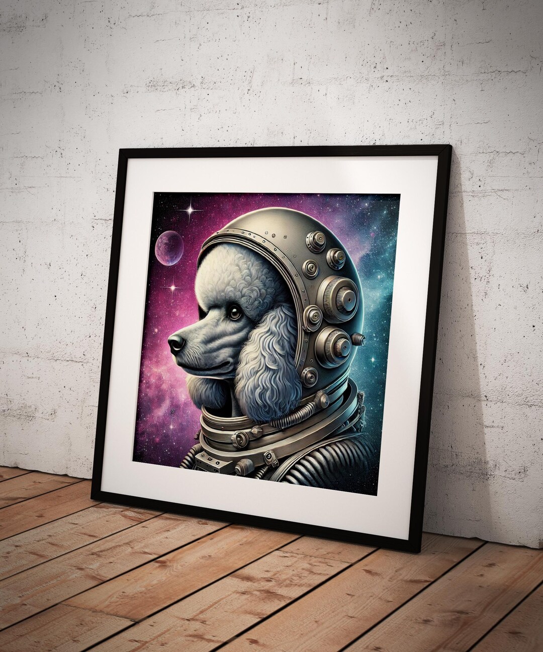 Poodle Astronaut Art - Galaxy Dog Wall Decor - Futuristic Space Poster ...