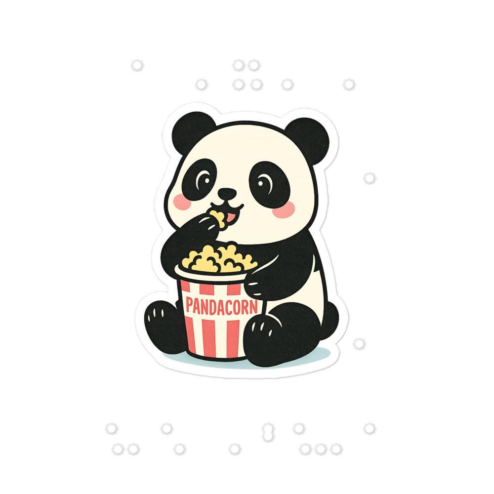 Cute Panda Eating Popcorn Funny Kawaii Bubble-free Stickers - Etsy