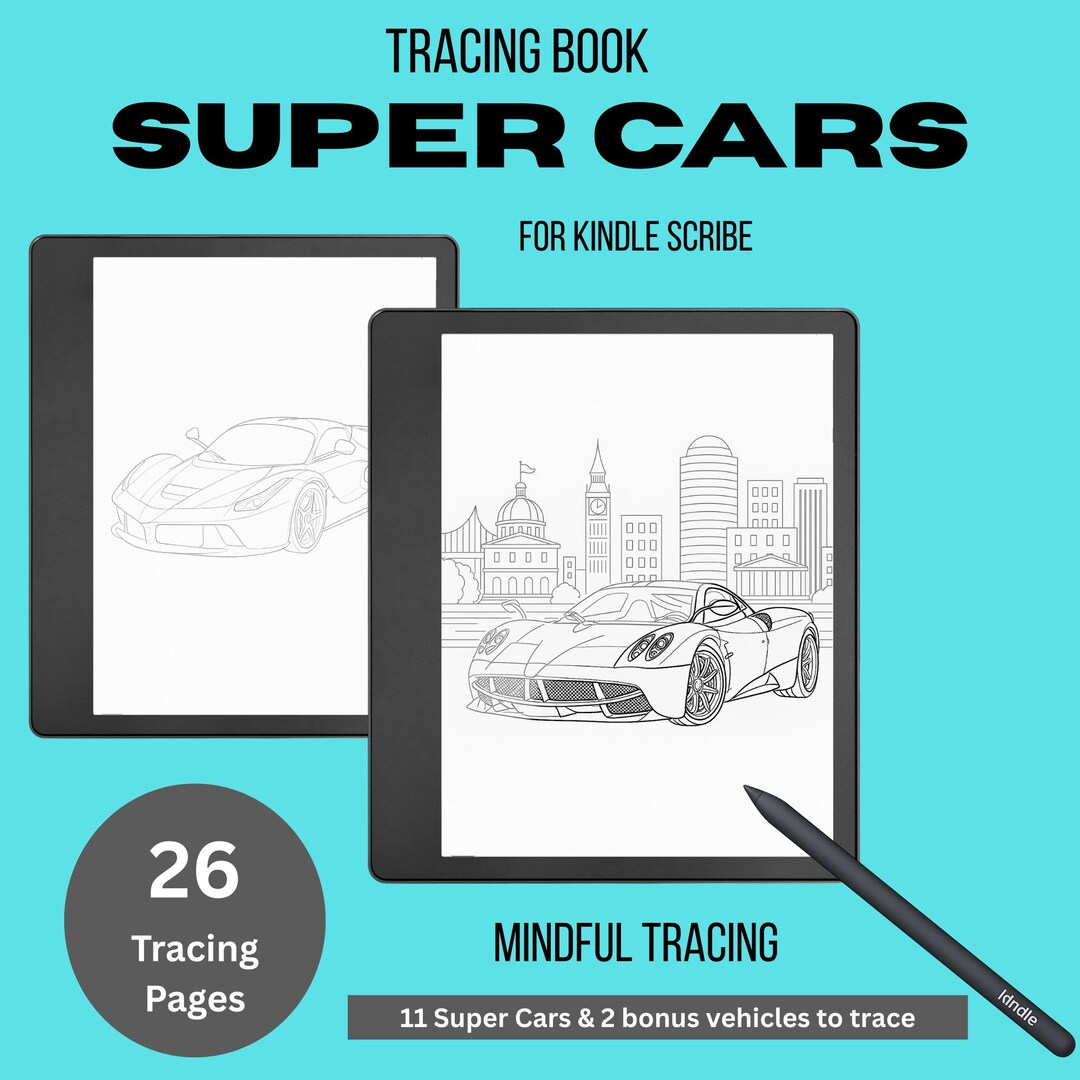 Supercar Tracing Pages for Kids & Adults | Car Coloring Book PDF ...